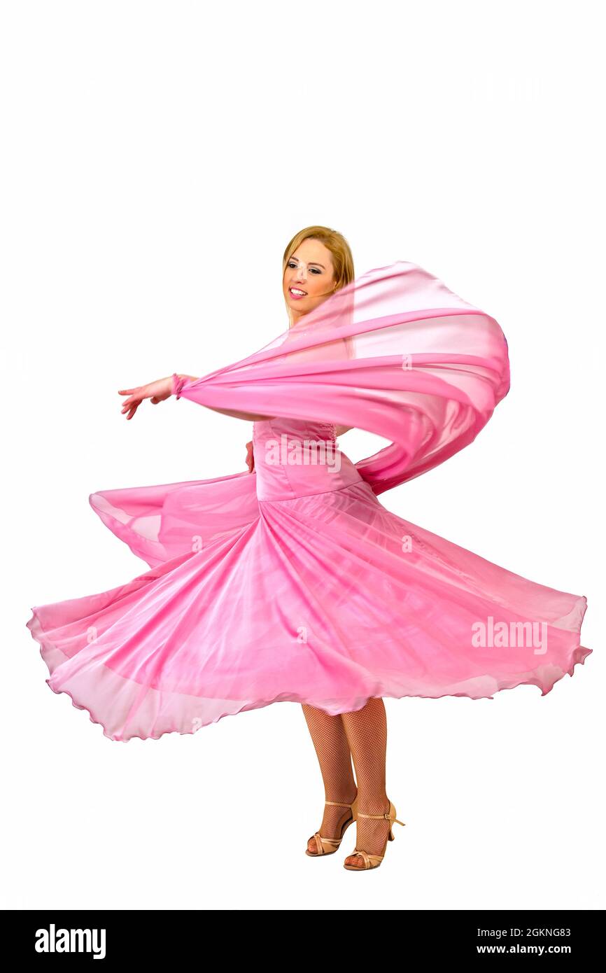 Female salsa dancer On white Background Stock Photo - Alamy