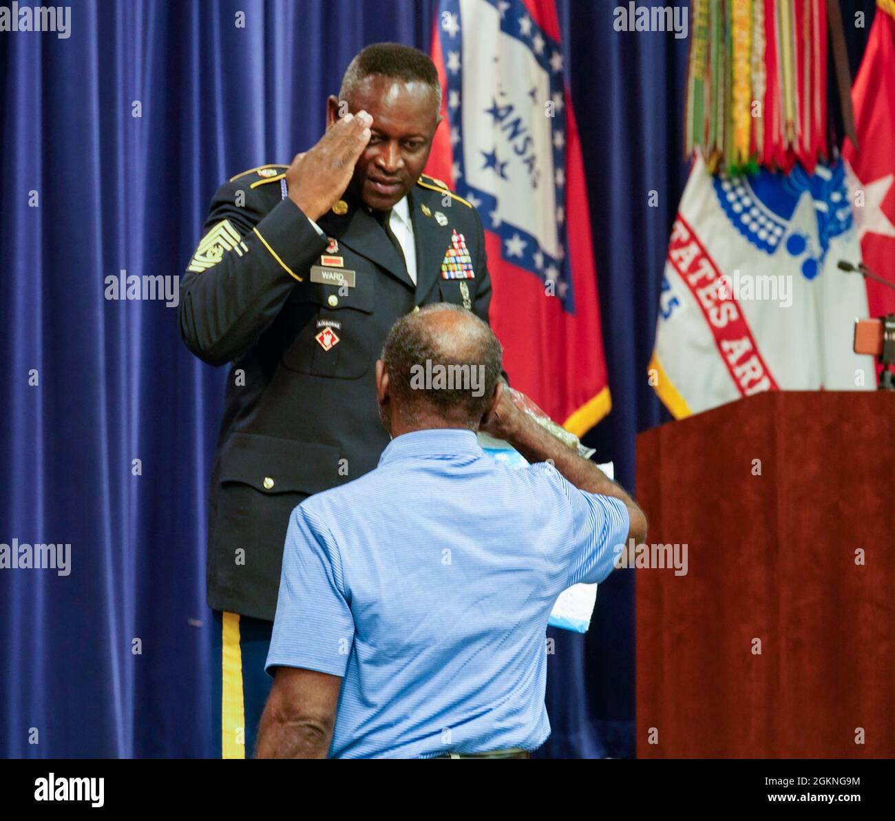 Command Sgt. Maj. Billy Ward addresses his family, friends, and members ...