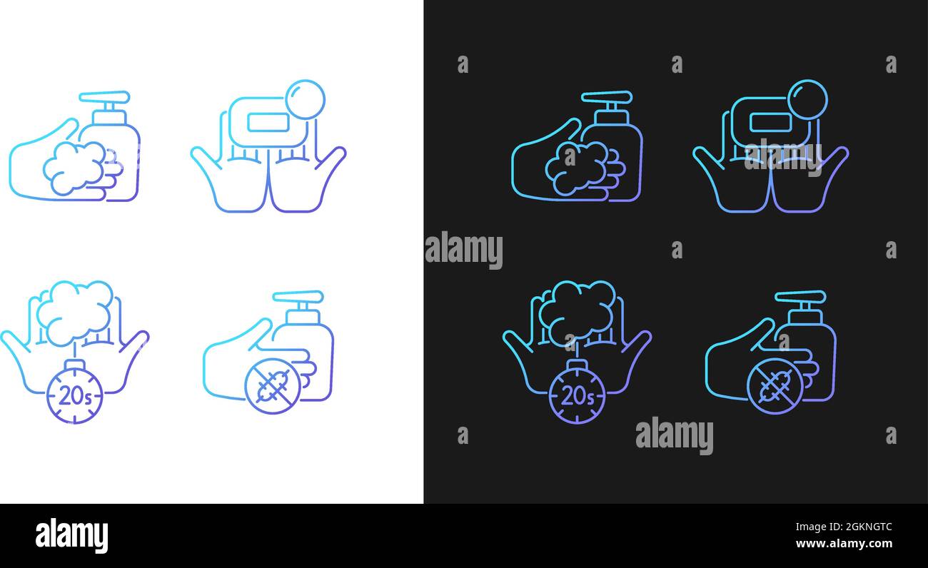 Hand hygiene gradient icons set for dark and light mode Stock Vector ...