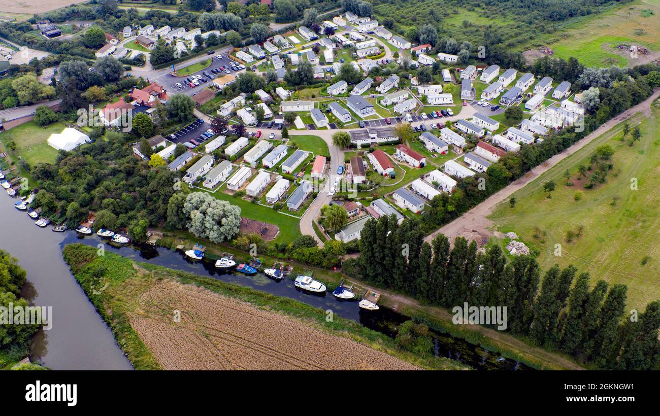 Aerial view of the Dog and Duck Leisure Park, Plucks Gutter, Kent Stock ...