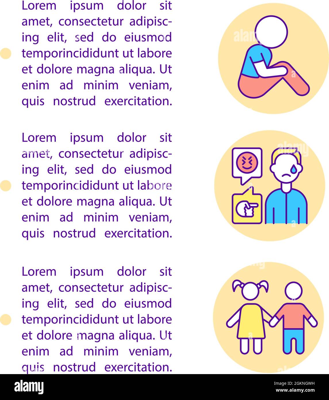 Socialization struggles concept line icons with text Stock Vector Image ...