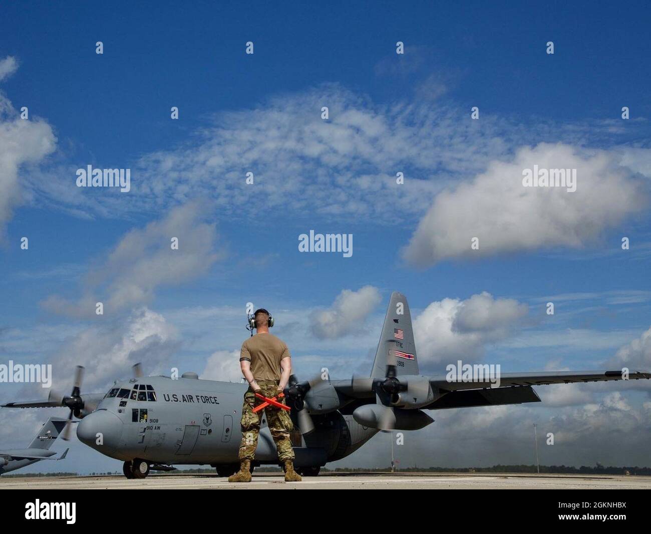 U.S. Air Force Tech. Sgt. Taylor Webber, a crew chief with the 910th ...