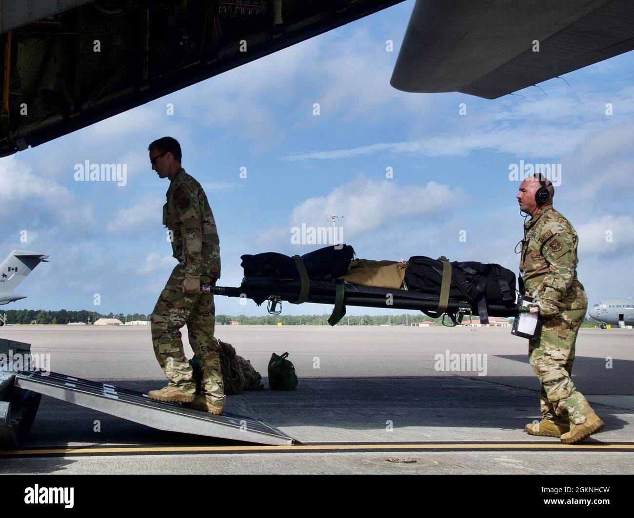 U.S. Air Force Airmen from the 45th Aeromedical Evacuation Squadron on ...