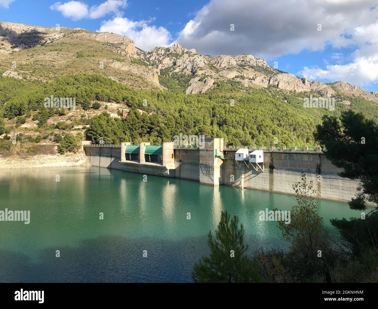 View of the water flowing from the dam and natural dam view Stock Photo ...