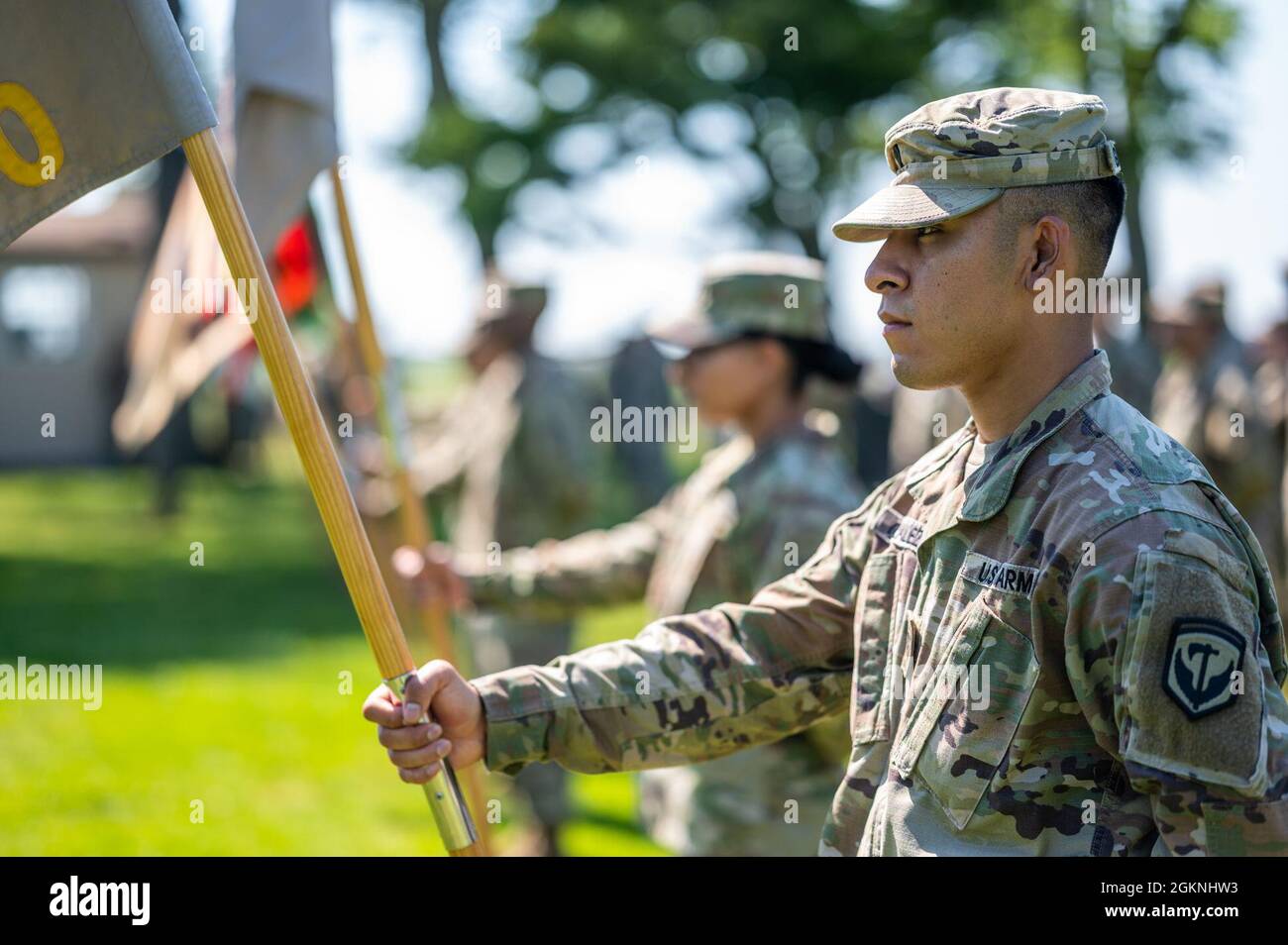 U.S. Army Soldiers, with the 42nd Regional Support Group (RSG), stand ...