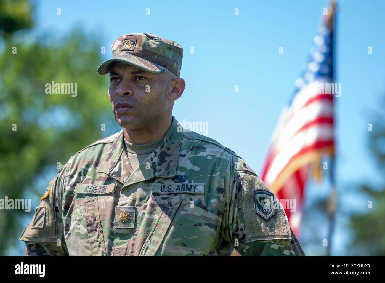 A U.S. Army Soldier, with the 42nd Regional Support Group (RSG), stands in formation during the ...
