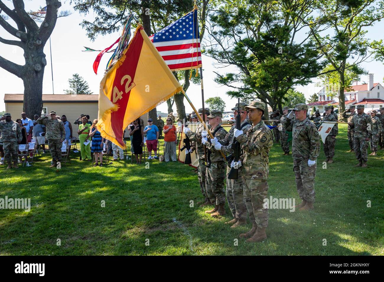 U.S. Army Soldiers, with the 42nd Regional Support Group (RSG), stand ...