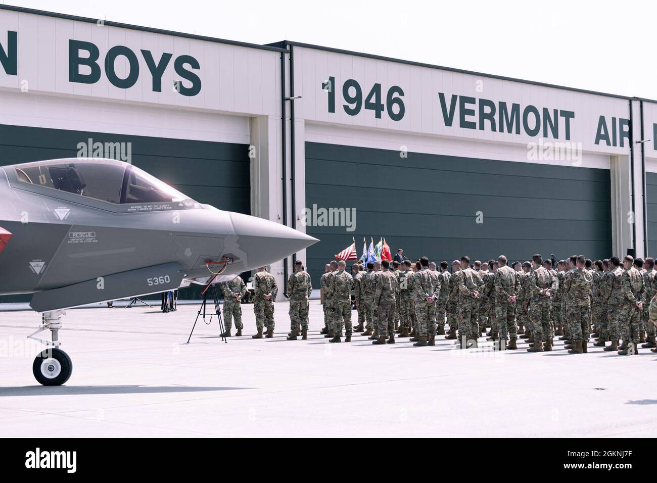 Vermont Governor Phil Scott speaks addresses the 158th Fighter Wing and ...