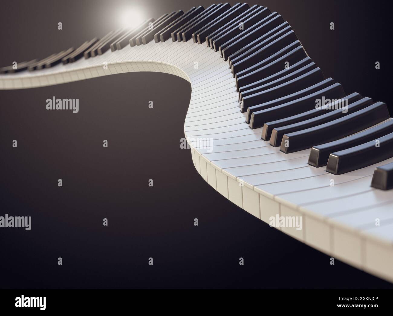 A concept of a wave of piano keys on a dark moody background - 3D ...