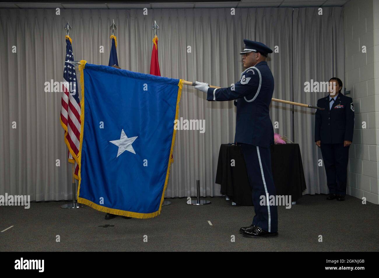 the Brig Gen standard is unfurled for Brig. Gen. Mark Gaul during his ...