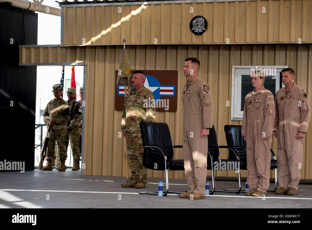 The official party arrives for a change of command ceremony for the ...