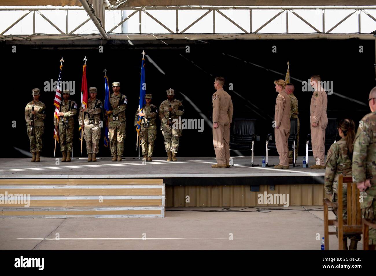 Honor Guard Airmen from the 380th Air Expeditionary Wing, post the ...