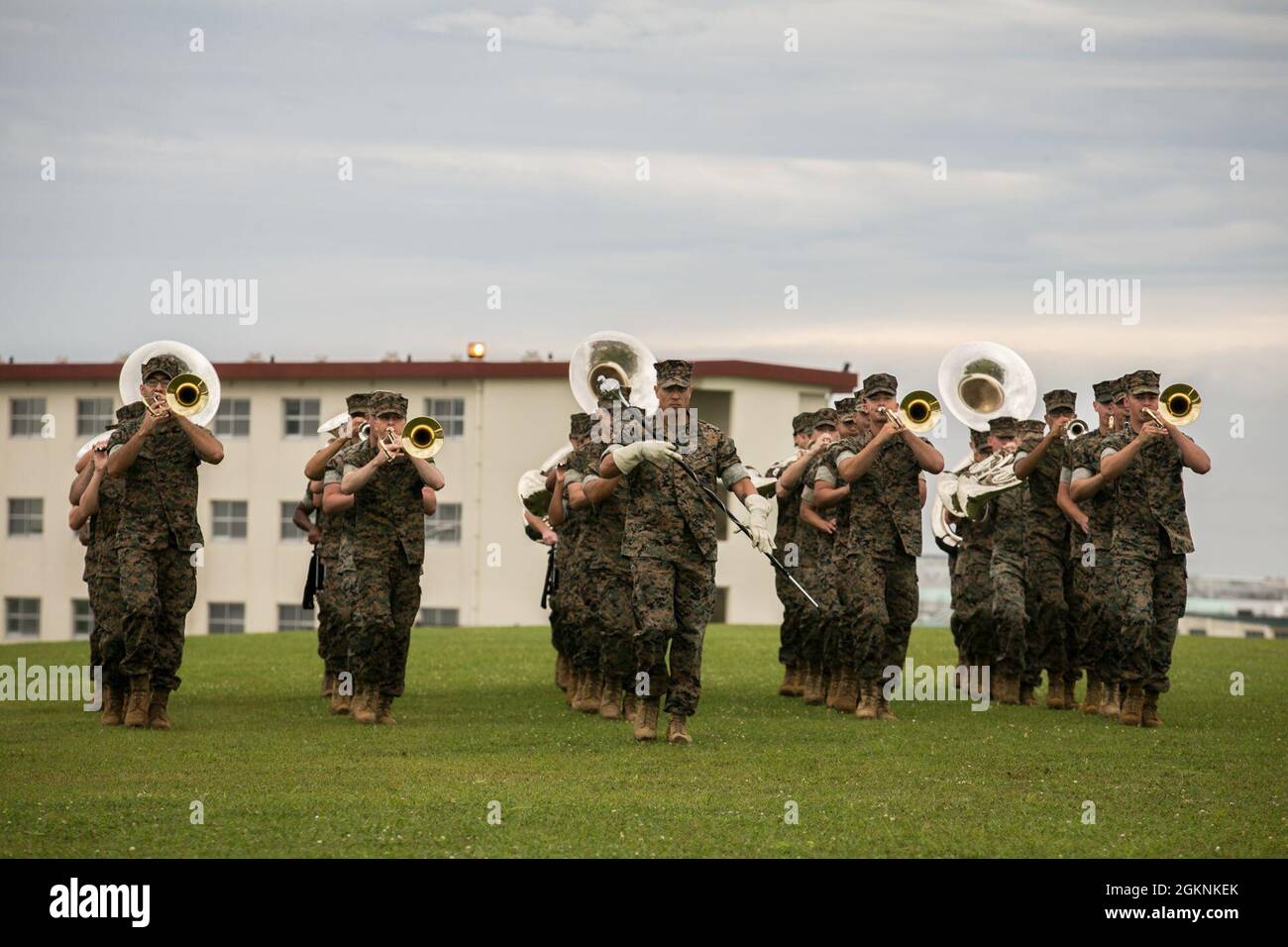 U.S. Marine Corps Gunnery Sgt. Robert Brooks, middle, drum major for ...