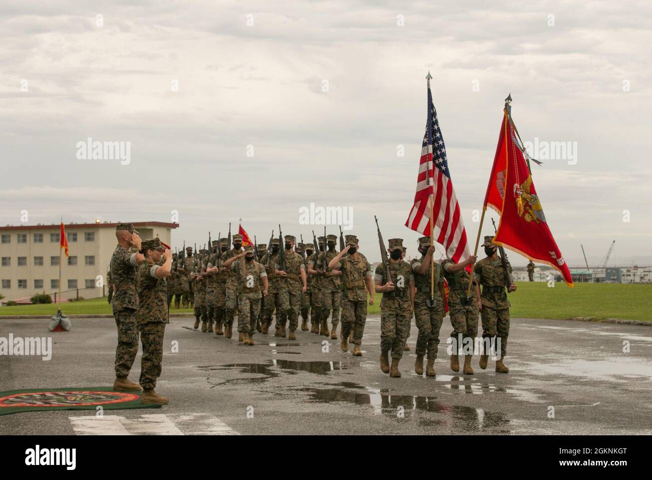 U.S. Marine Corps Maj Rachel A. Gonzales, left, incoming 3d Supply ...