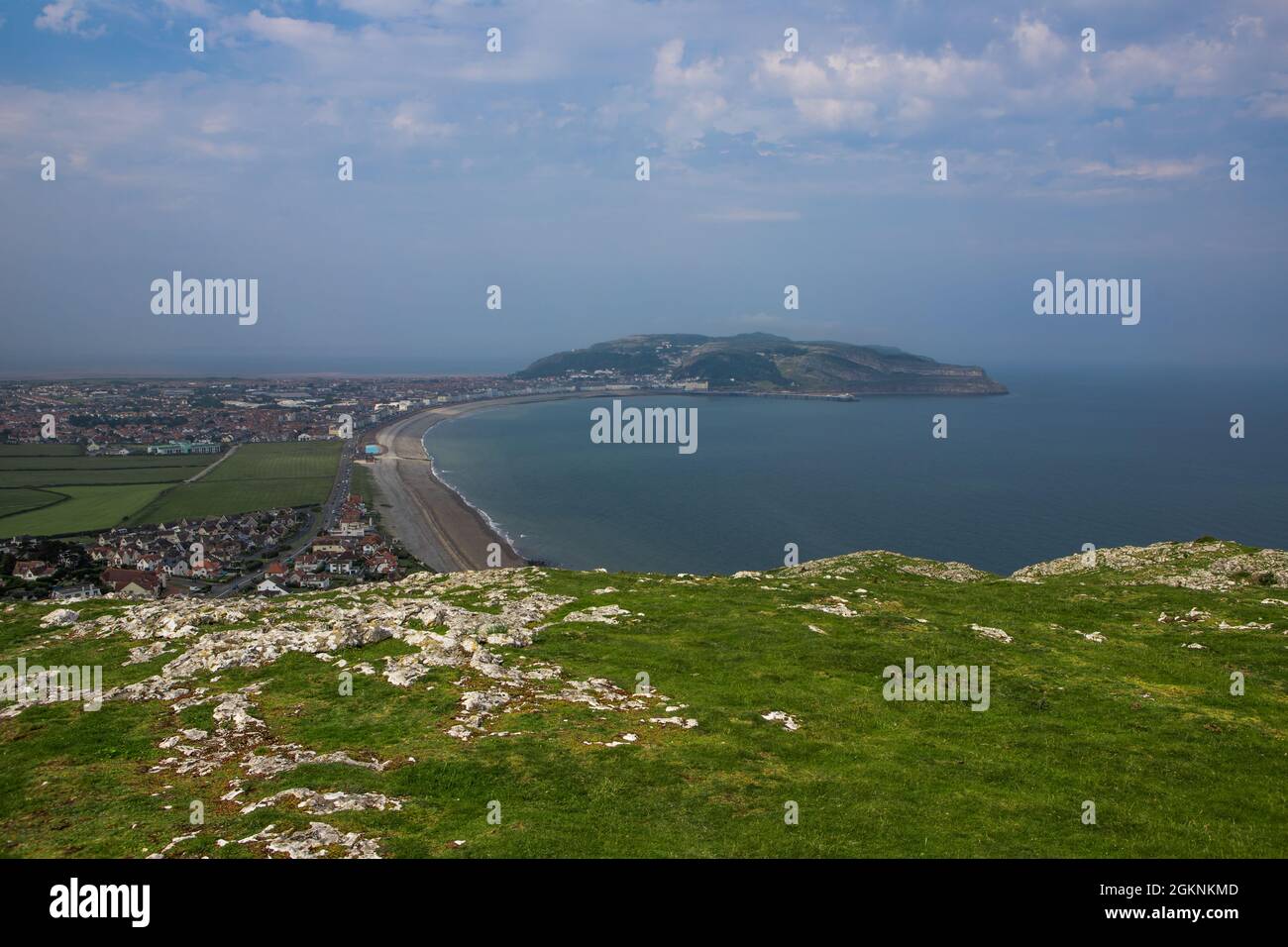 View of Llandudno and the Great Orme on a summer day. Viewpoint from ...