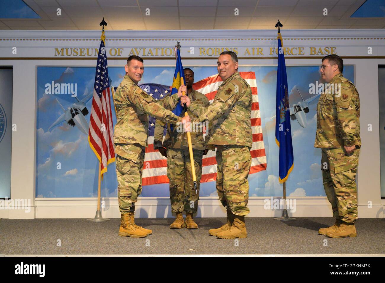 U.S. Air Force Col. Edward Goebel, left, commander of the 461st Air ...
