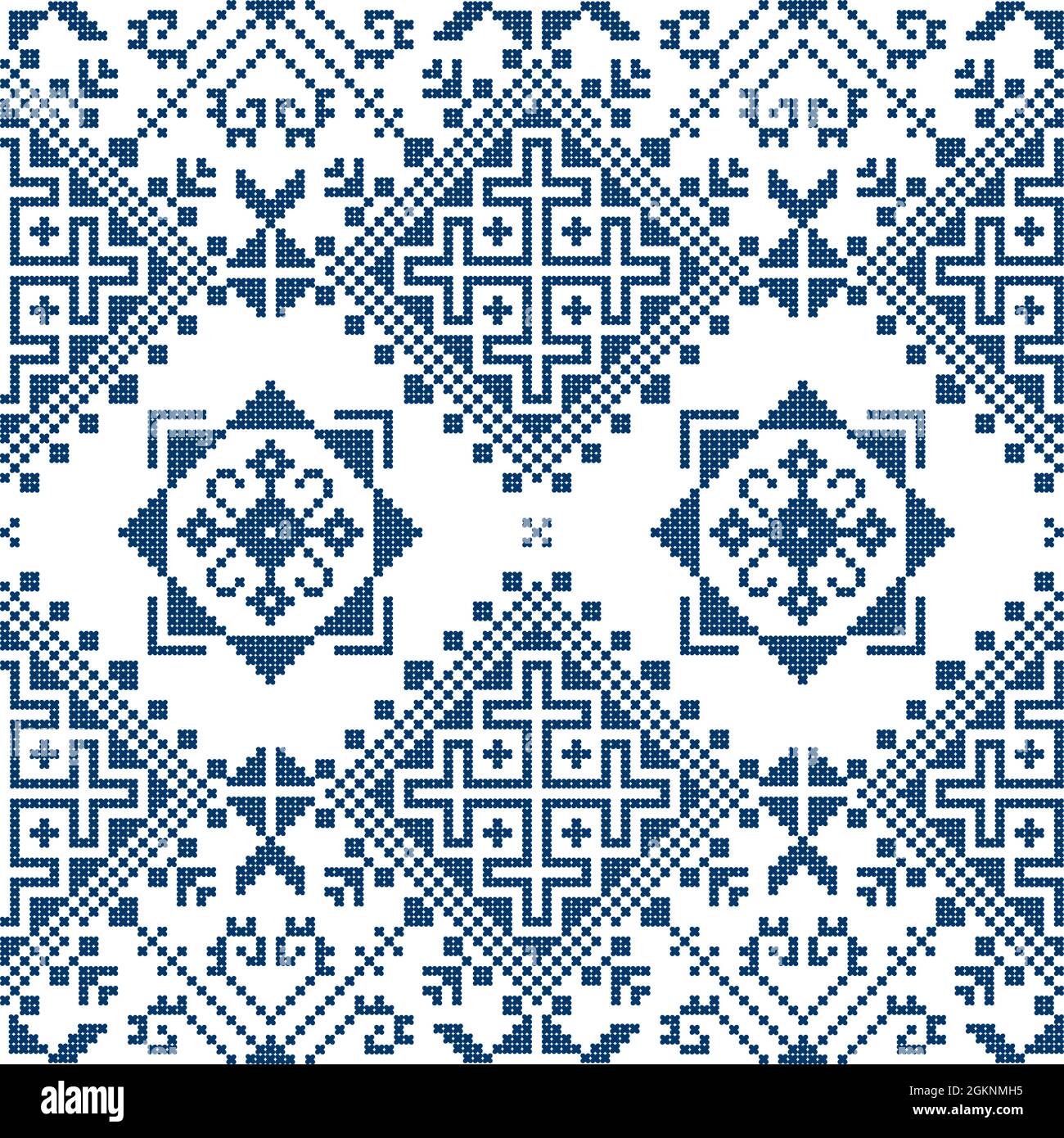 Hand embroidery cross stitch flower ornament hi-res stock photography ...