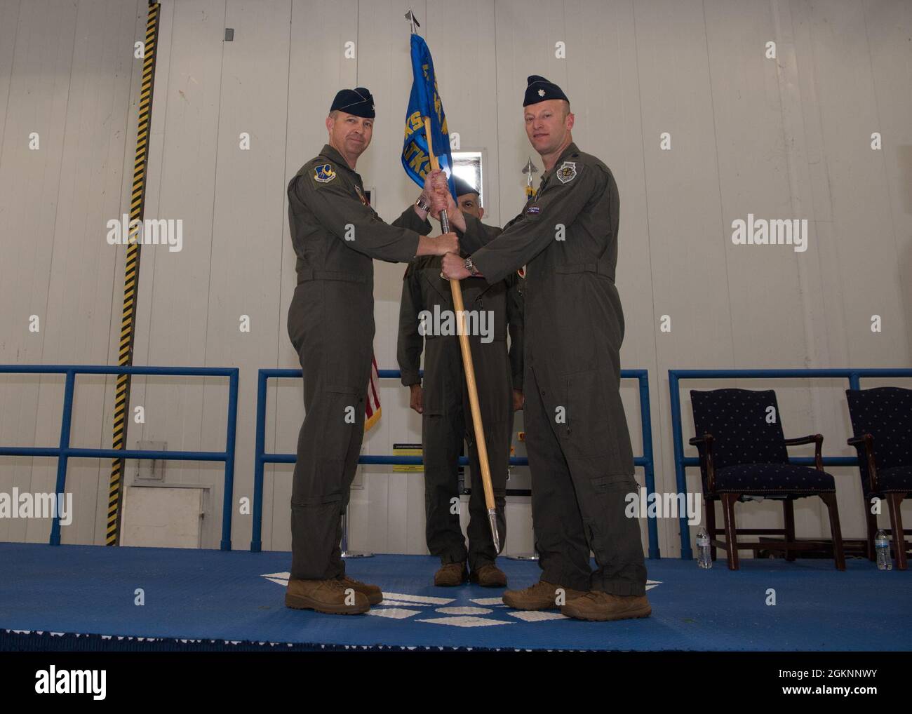 U.S. Air Force Lt. Col. Daniel, 20th Attack Squadron outgoing commander ...