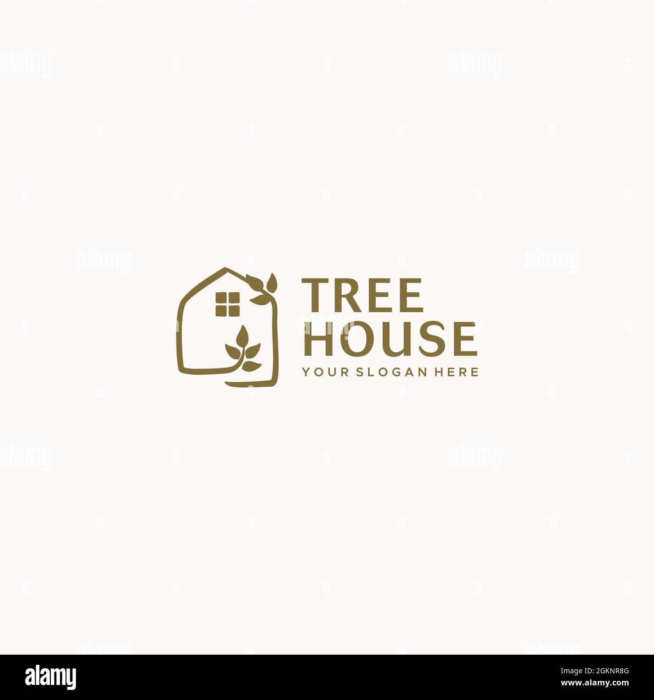 flat TREE HOUSE leaves green home Logo design Stock Vector Image & Art ...