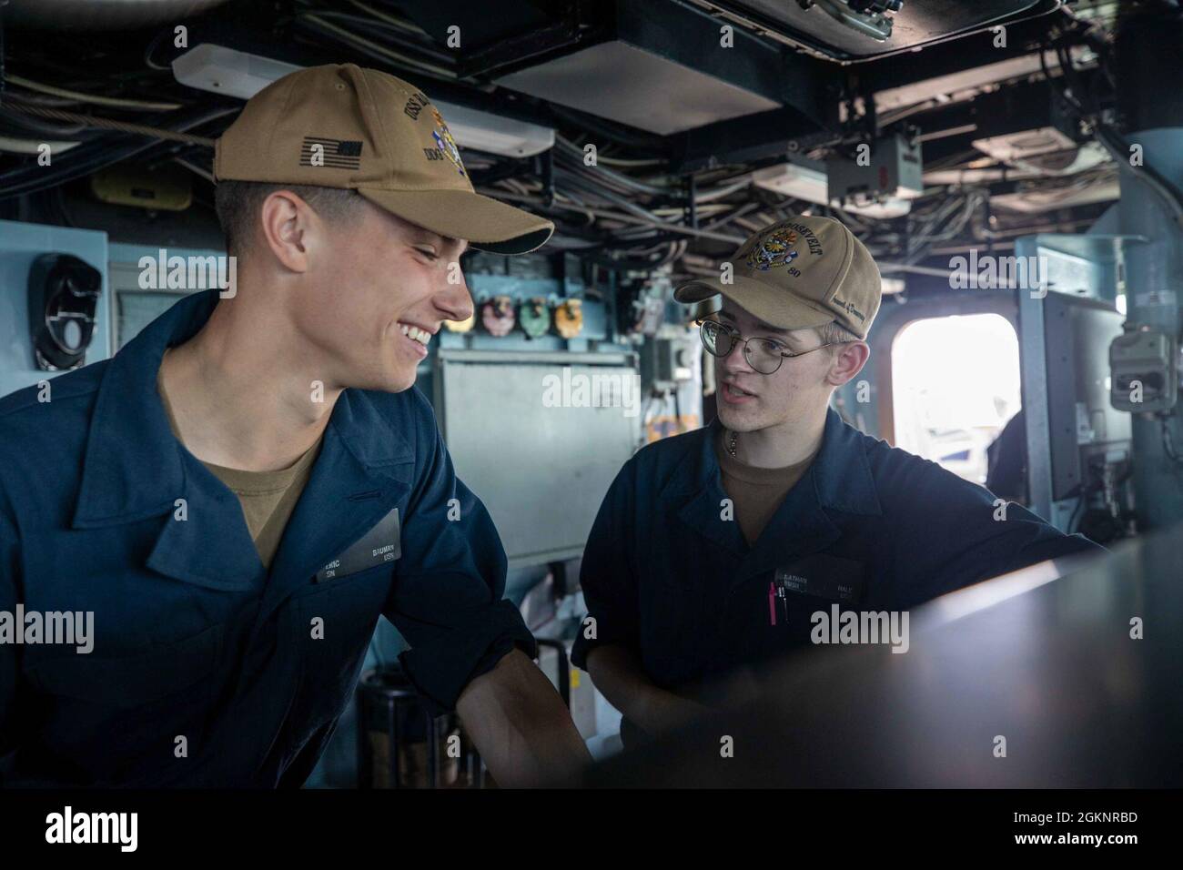 BALTIC SEA (June 8, 2021) Boatswain’s Mate Seaman Nathan Hale, right ...