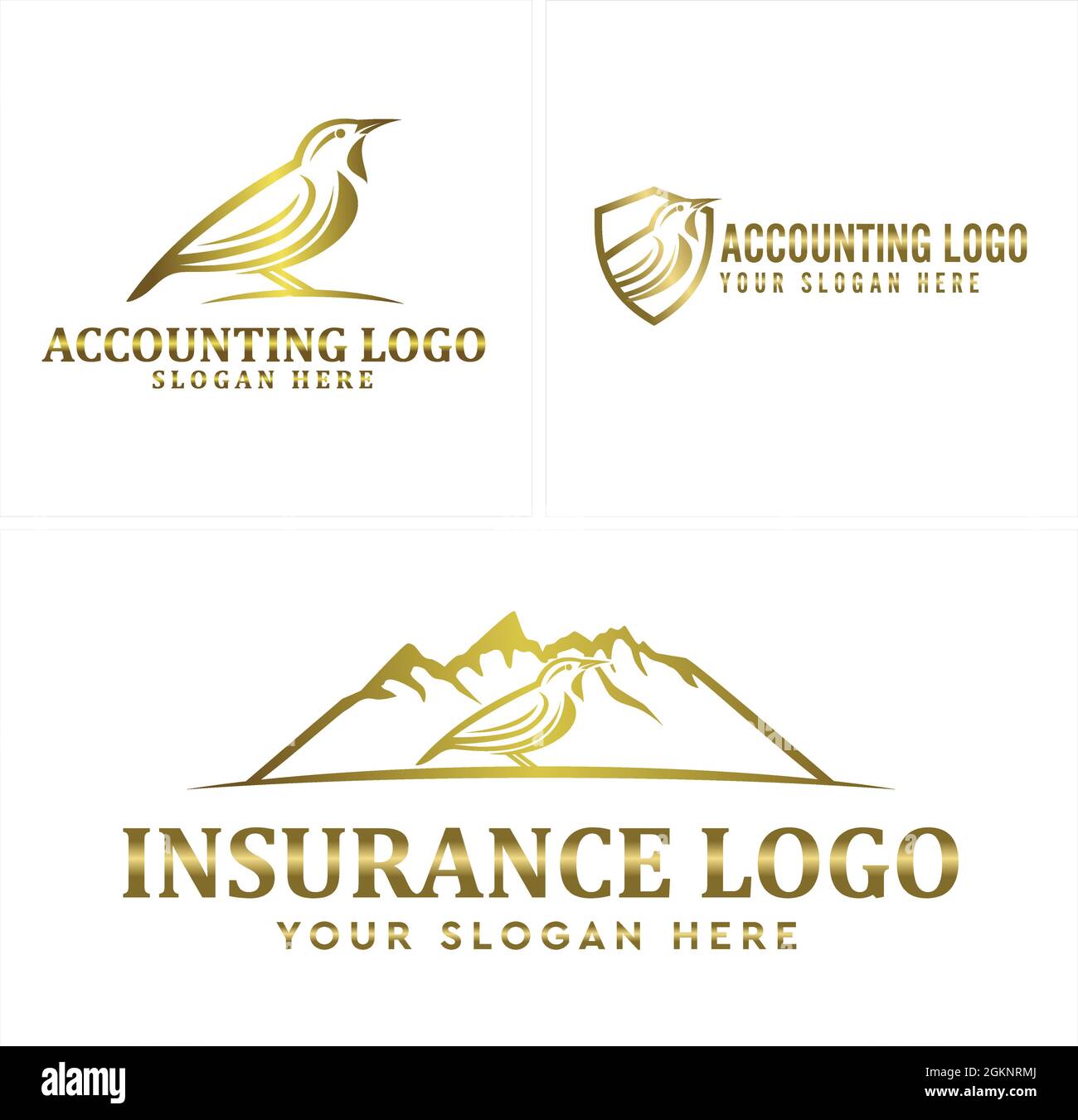 Luxury accounting financial shield bird mountain logo design Stock ...
