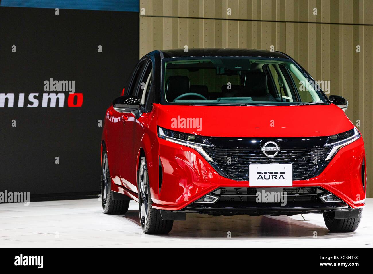 Yokohama, Japan. 15th Sep, 2021. Nissan Note Aura on display inside ...