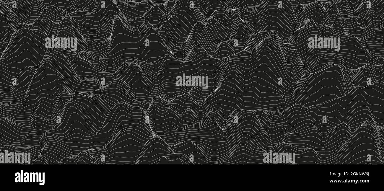 Abstract background with distorted line shapes on a black background ...