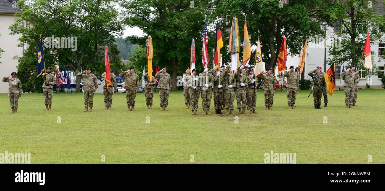 U.S. Army officers and colors with the 21st Theater Sustainment Command ...