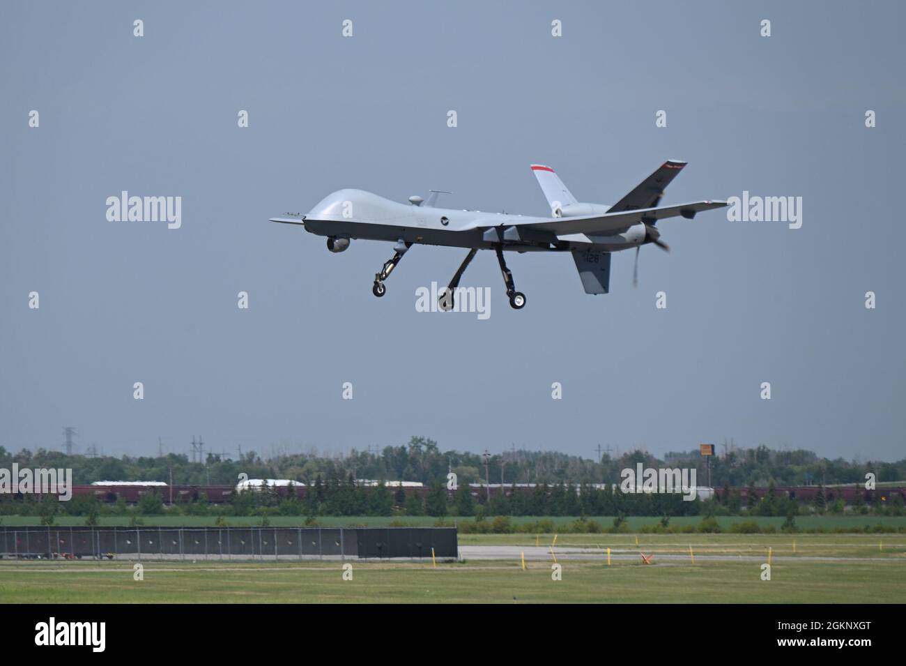 An MQ-9 aircraft launches for flight during Exercise Victory Hooligan ...