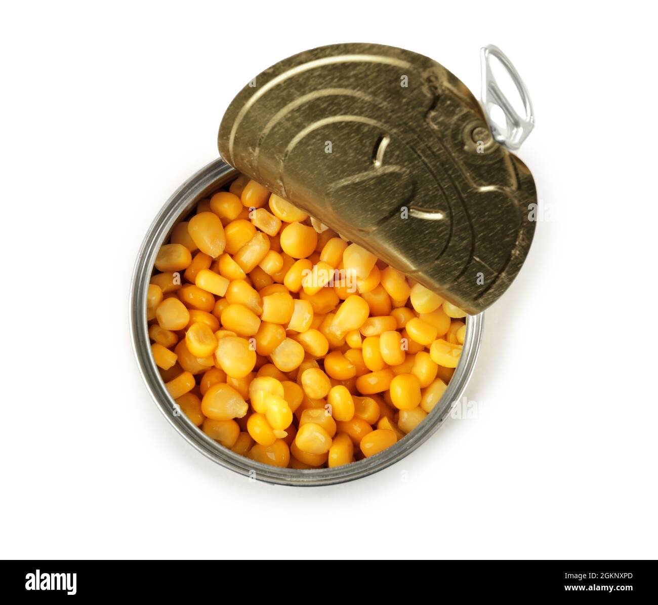 Can with corn kernels on white background Stock Photo - Alamy