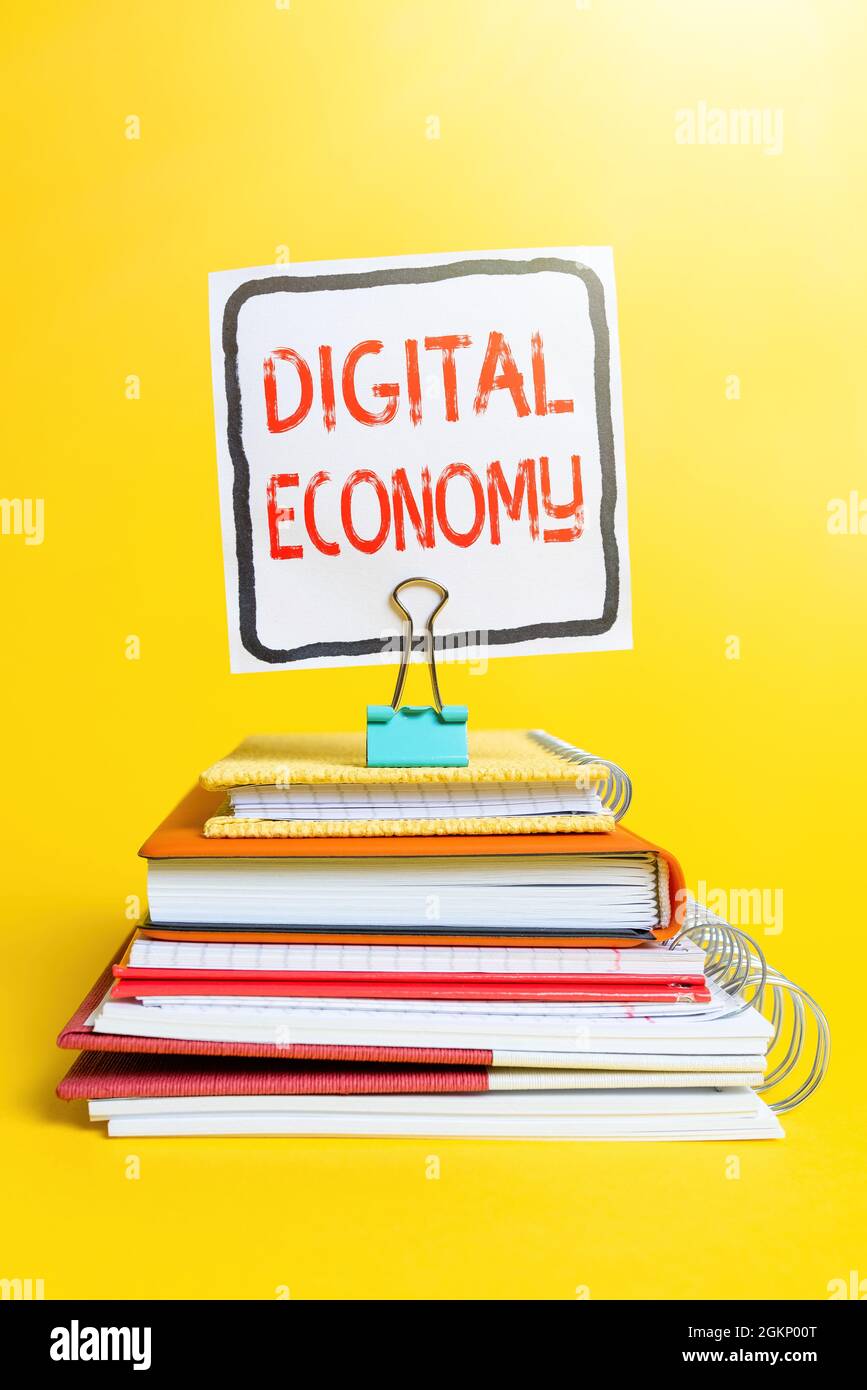 Sign displaying Digital Economy. Business concept economic activities ...