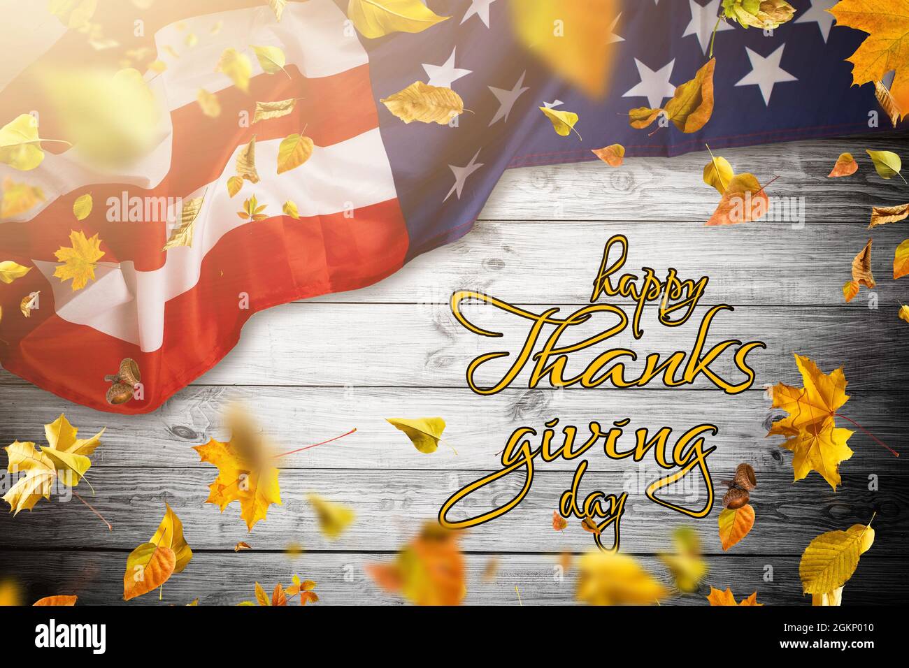 USA Thanksgiving Day waving flag on white background Stock Photo - Alamy