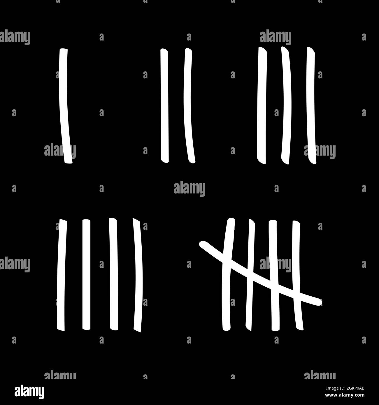 Tally marks prison jail vector wall count. Slash hash brush line number ...