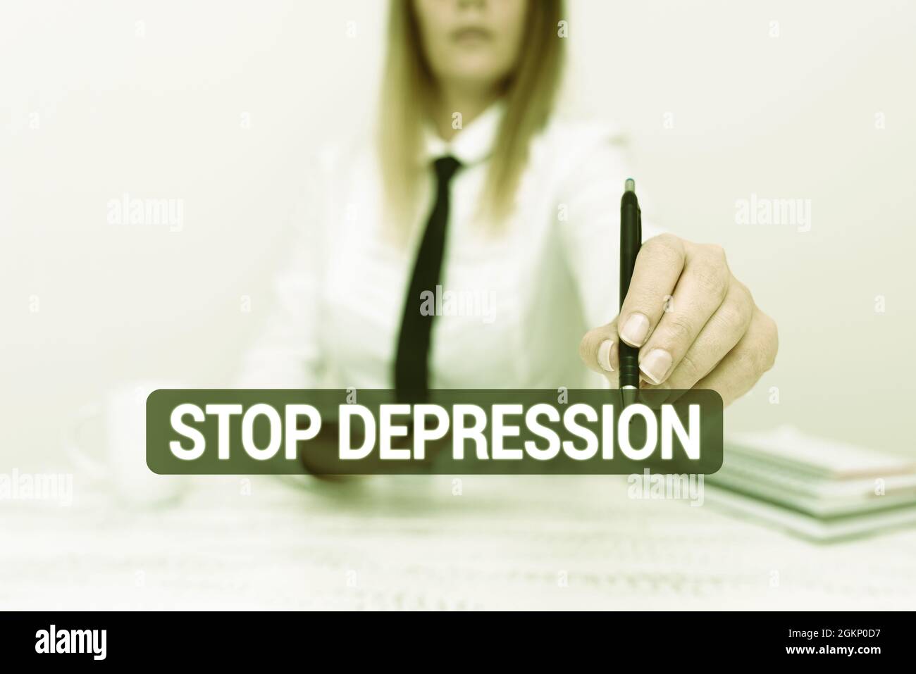 Hand writing sign Stop Depression. Concept meaning end the feelings of ...