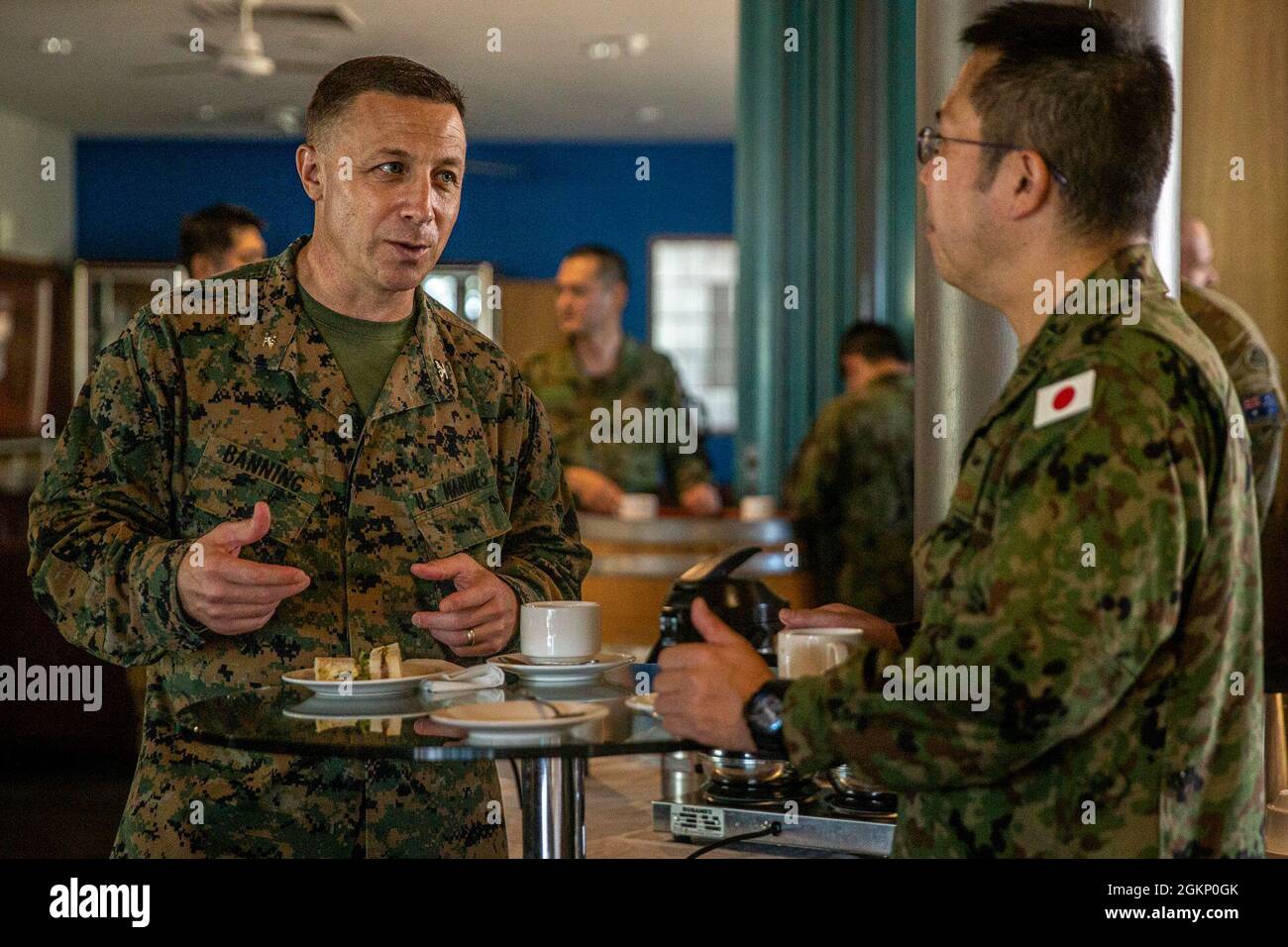U.S. Marine Corps Col. David Banning, left, commanding officer of ...