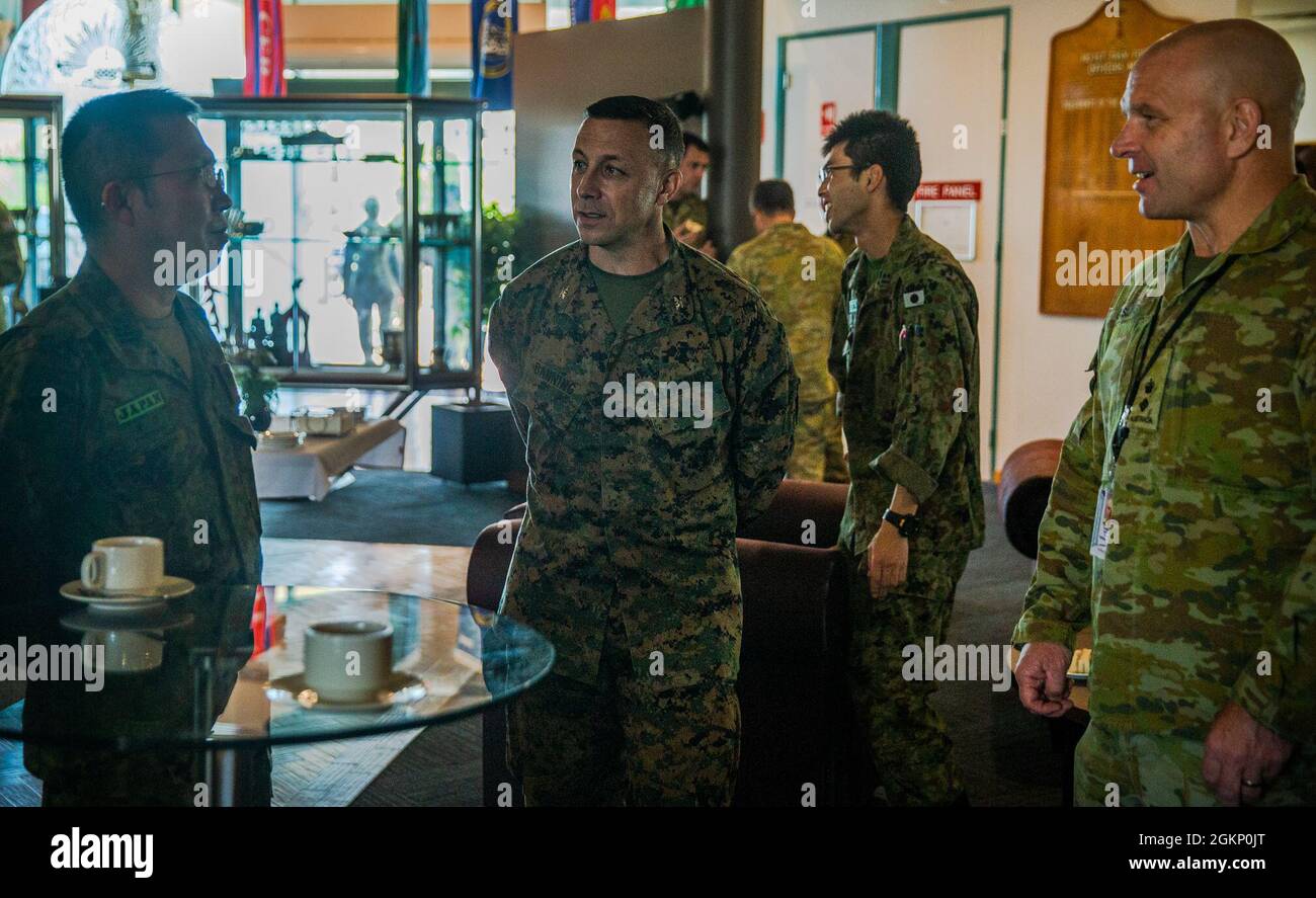 U.S. Marine Corps Col. David Banning, center, commanding officer of ...