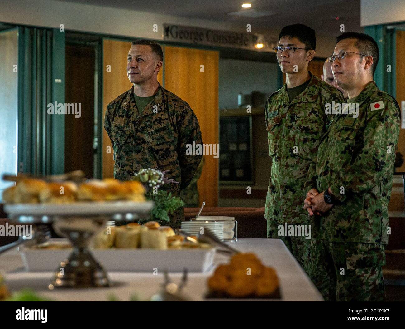 U.S. Marine Corps Col. David Banning, left, commanding officer of ...