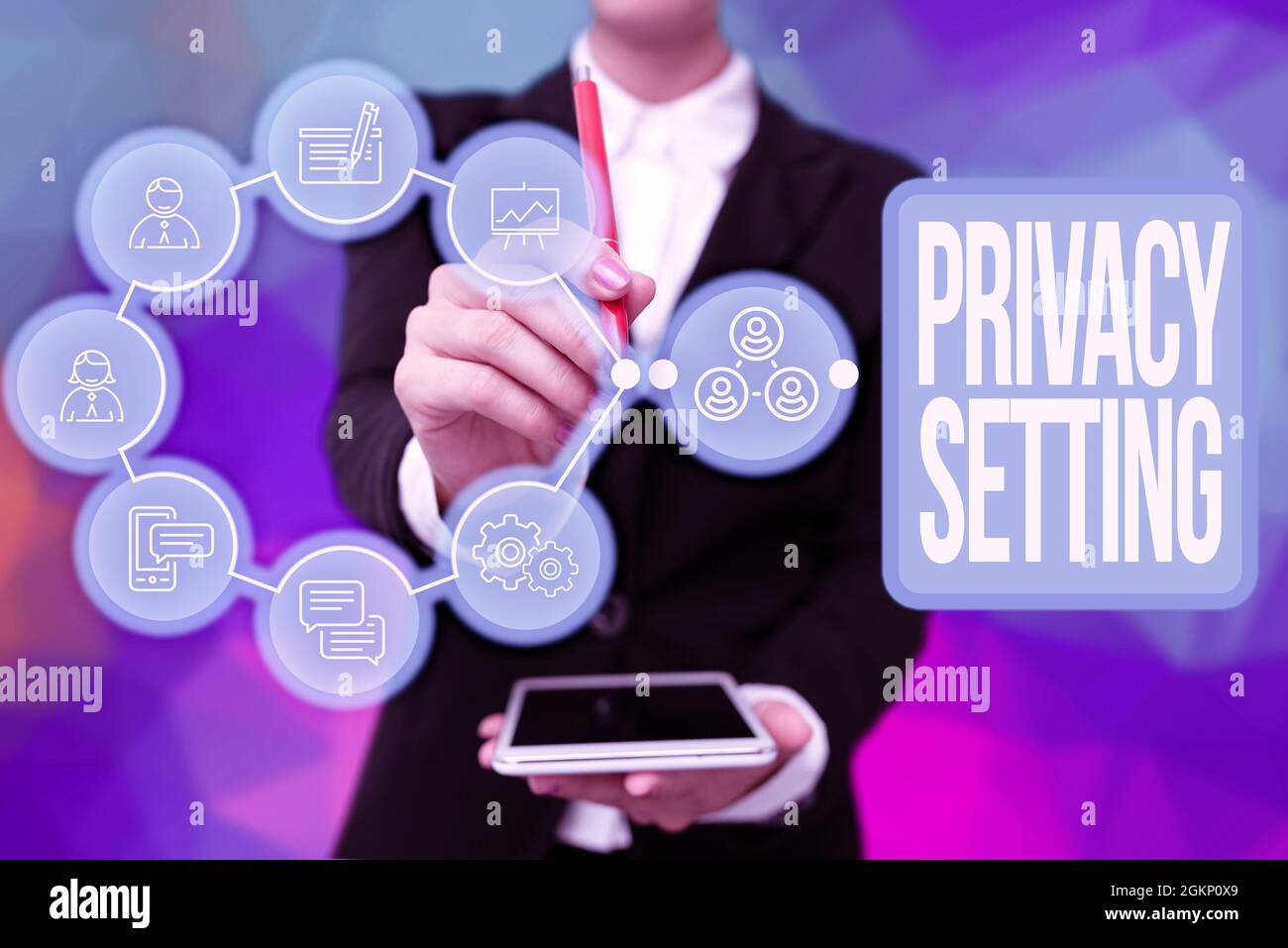 Text showing inspiration Privacy Setting. Concept meaning limit the ...