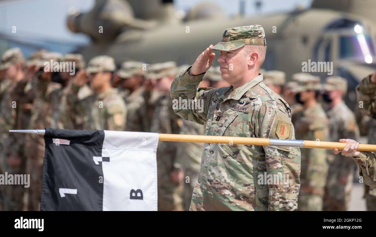 Soldiers of the 1st Combat Aviation Brigade stand in formation for the ...