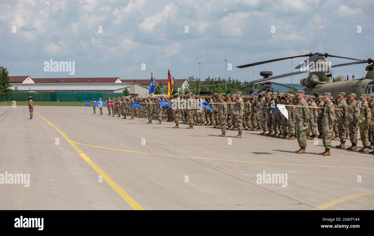Soldiers of the 1st Combat Aviation Brigade stand in formation for the ...