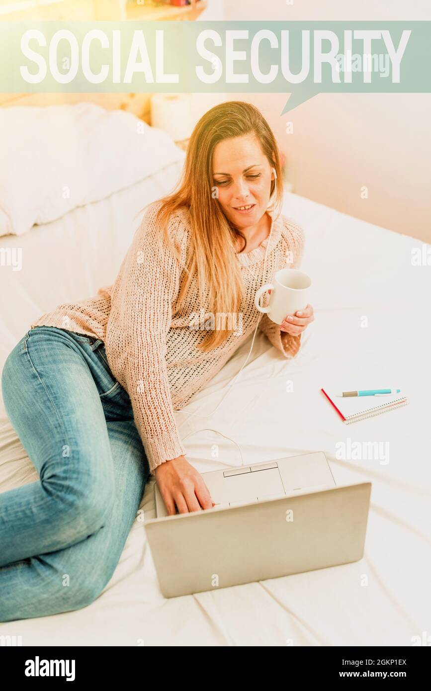 Sign displaying Social Security. Business overview government system ...