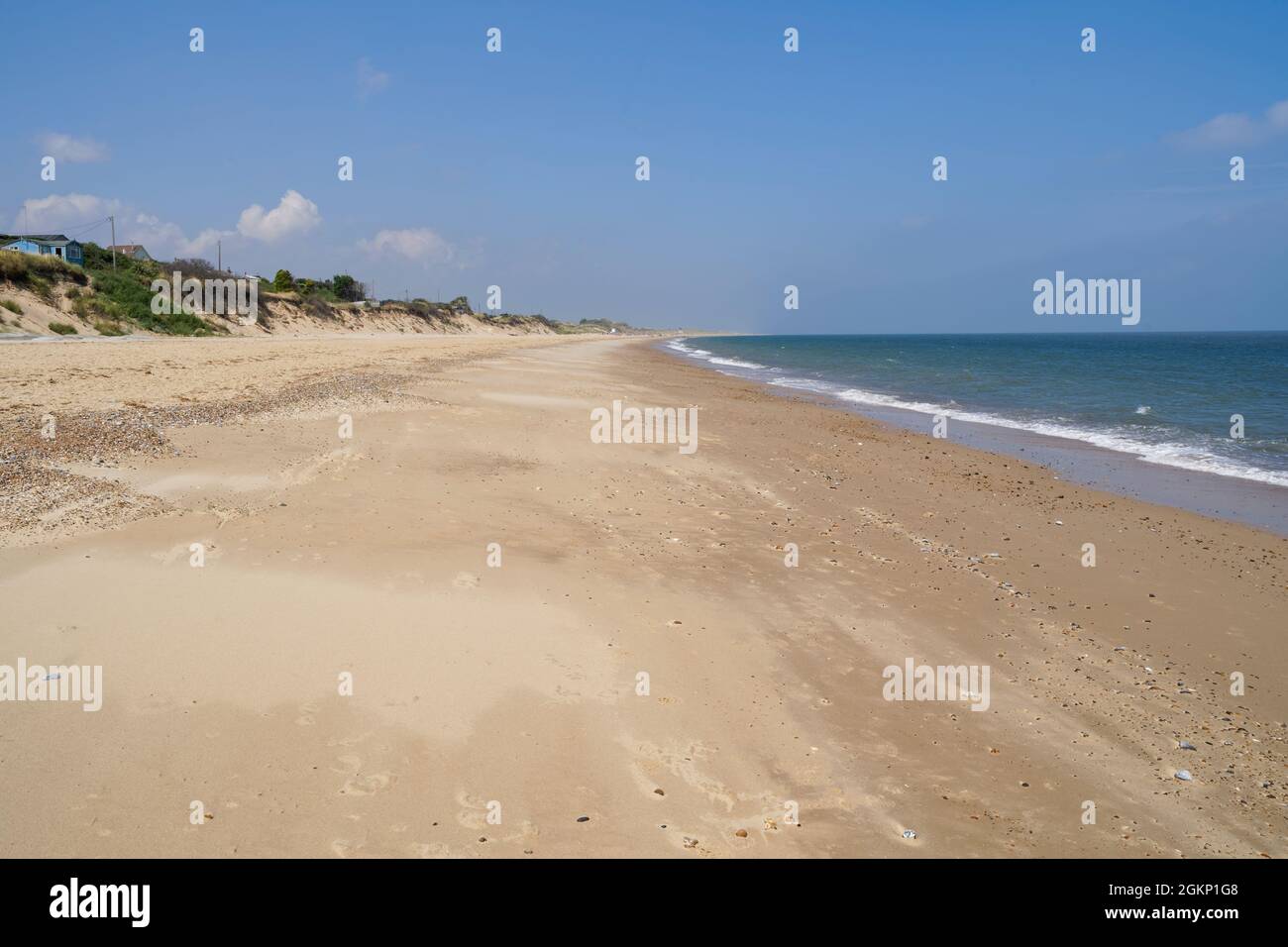 A sunny summer day on an almost deserted Hemsby beach on the Norfolk ...