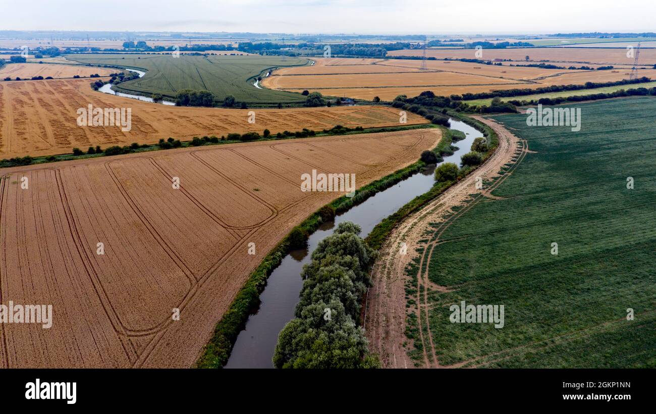 Aerial view over the Stourmouth Valley and the Sarre Marshes, Kent ...