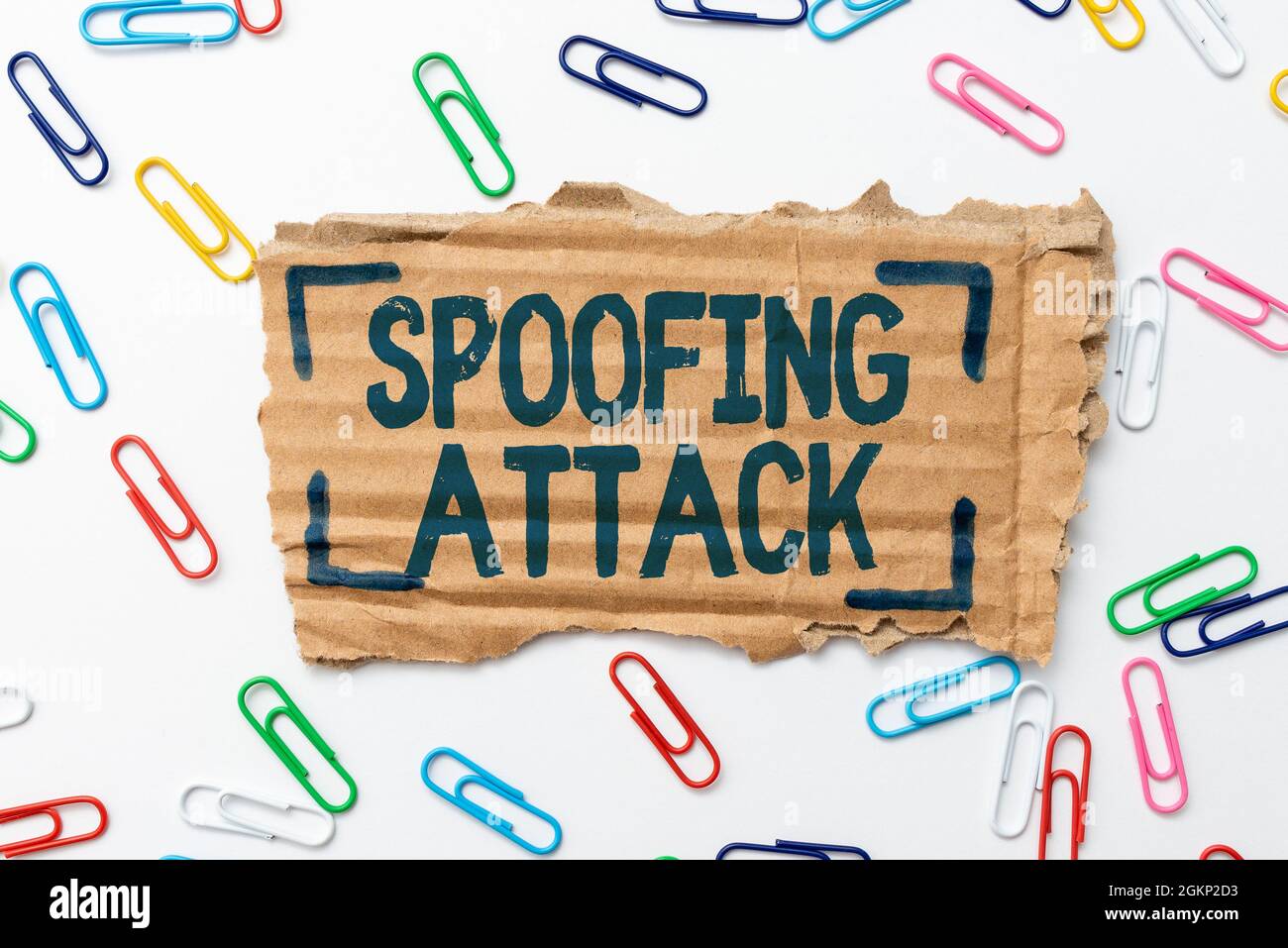 Hand writing sign Spoofing Attack. Business overview impersonation of a ...