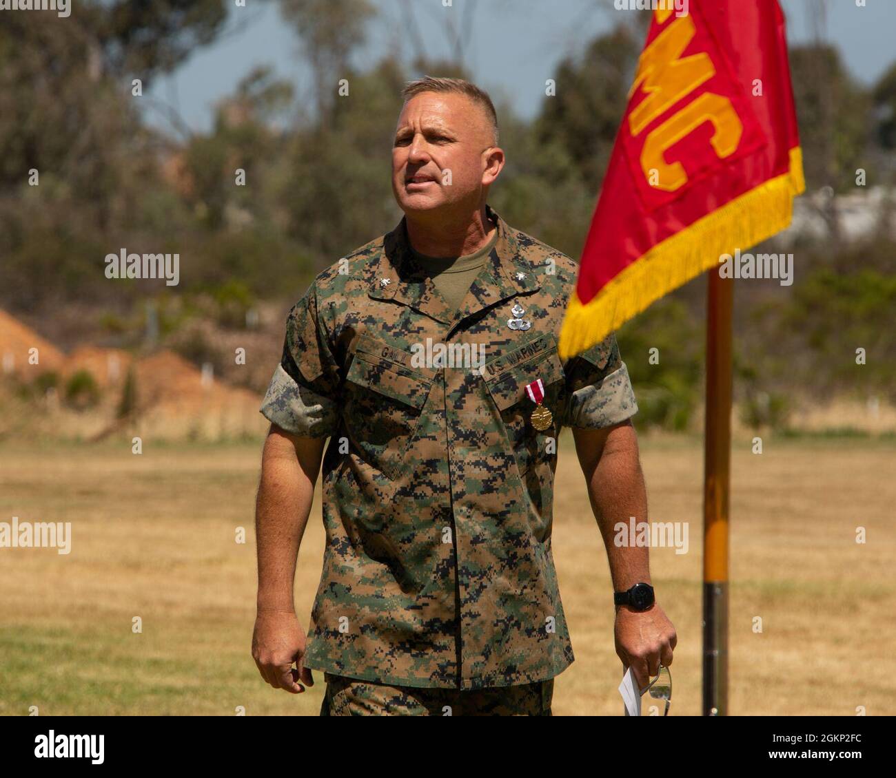 U.S. Marine Corps Lt. Col. Kurt M. Gall, outgoing commanding officer of ...