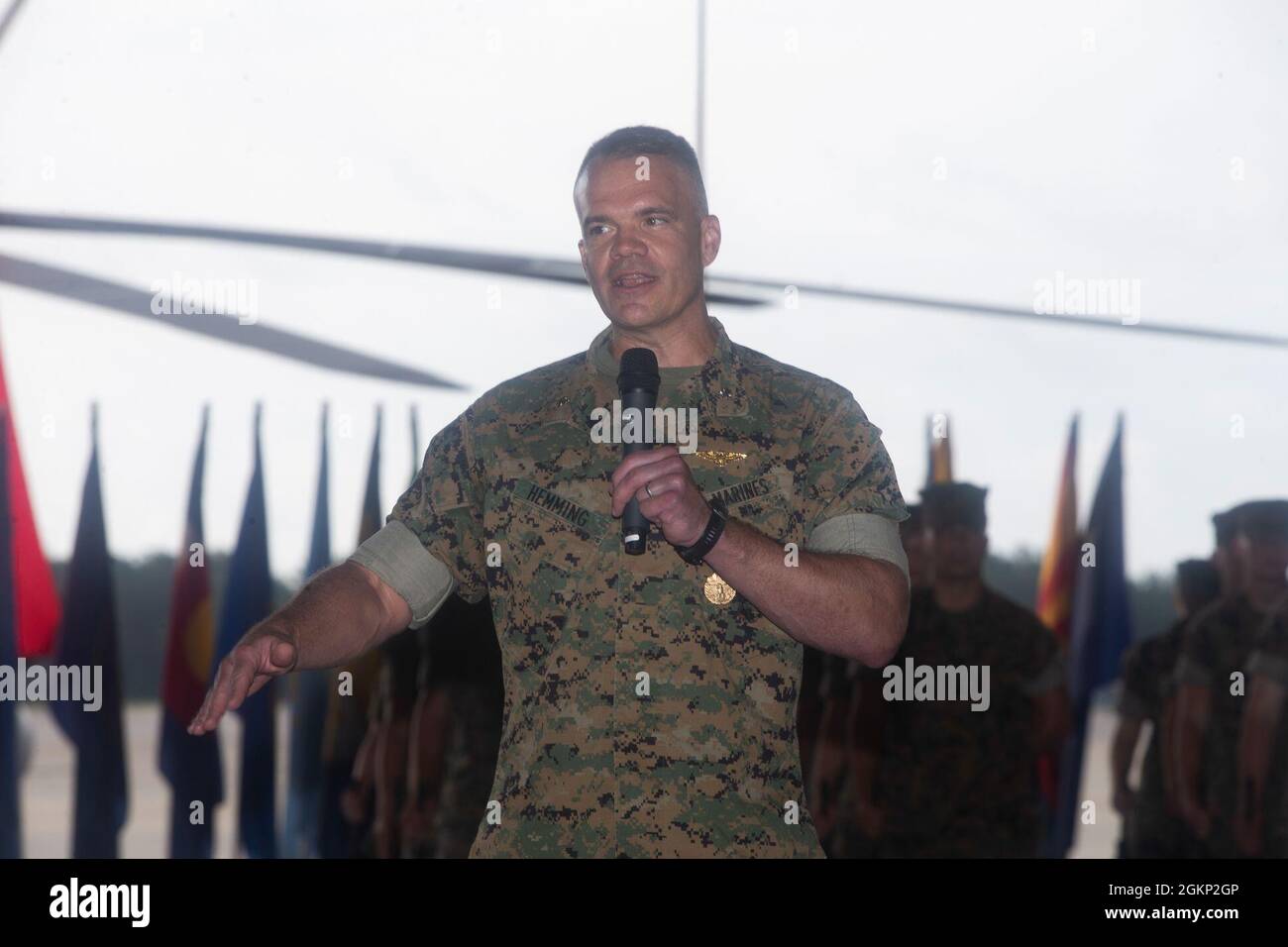 U.S. Marine Corps Lt. Col. Lee W. Hemming, departing commanding officer ...