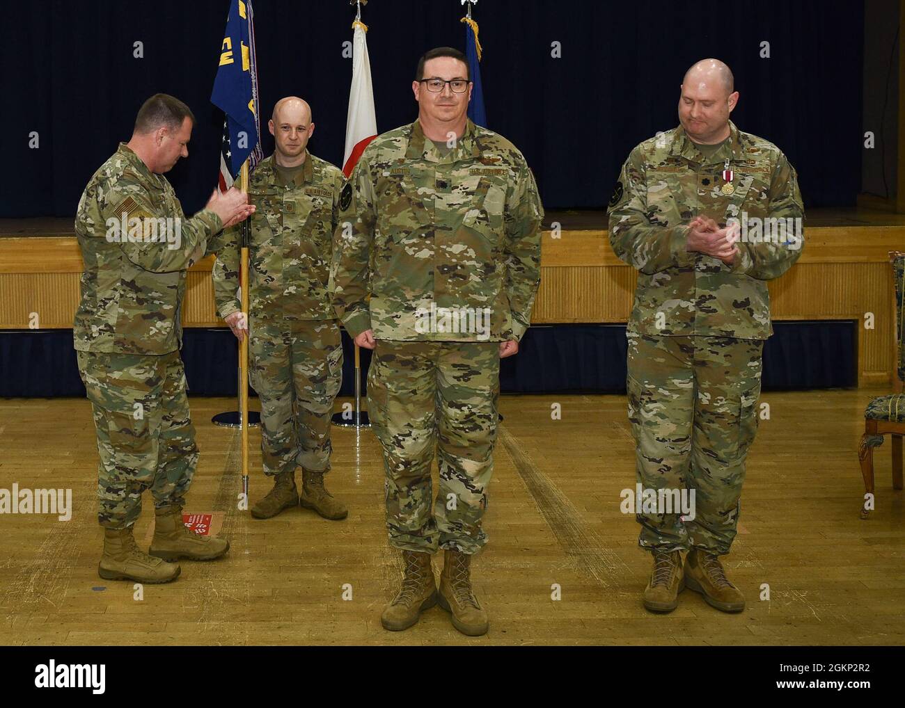 U.S. Air Force Lt. Col. Douglas A. Austin, center, 610th Air Control ...