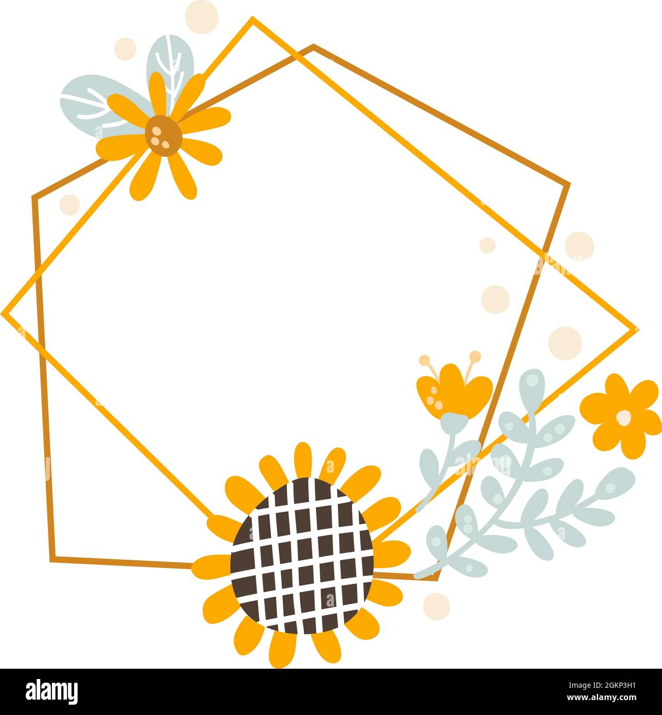 Kids Cute Polygon frame with bee and spoon, jar of honey with bouquet ...