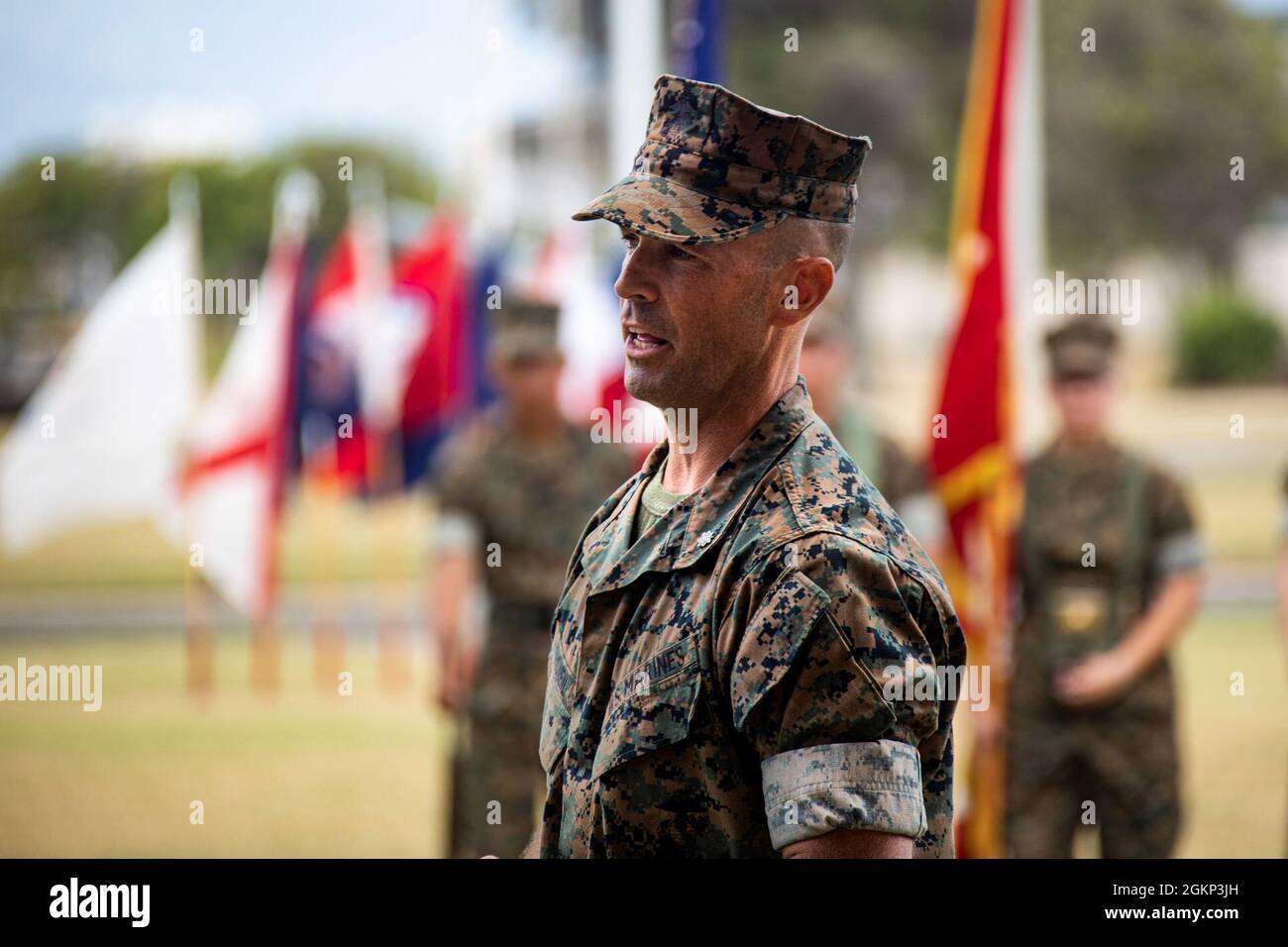 U.S. Marine Corps Lt. Col. Stephen M. McNeil, incoming commanding ...