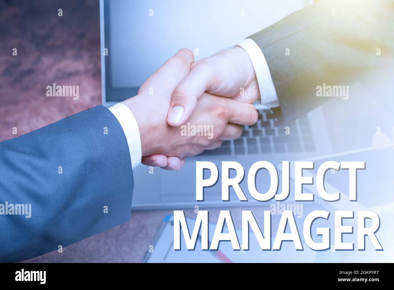 Text caption presenting Project Manager. Business approach overall ...